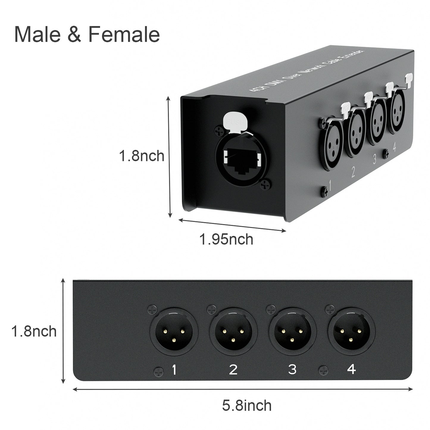 Dacimora 3.3 Ft 4 CH XLR Snake Box Extender，2 Pack XLR Snake Cable Box
